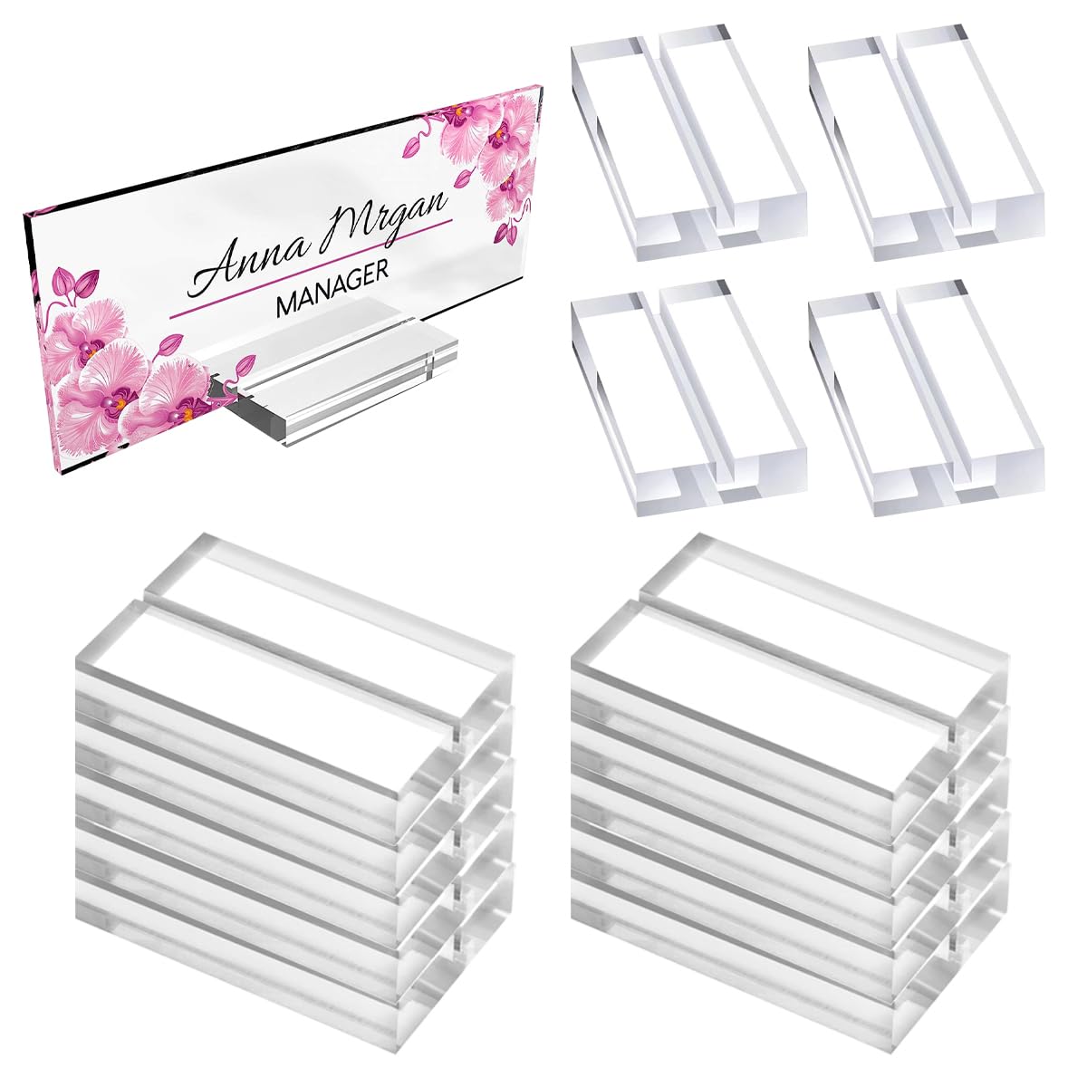 BOYIVI 10 Pieces Acrylic Place Card Holders Clear Place Acrylic Stands Name Card Wedding Sign Display for Table Numbers Wedding Photos Office Menu Meeting