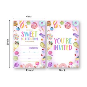 LoaHak Sweets Candy Birthday Invitations, Sweet Celebration Birthday Invitation, Sweets Candy Theme Birthday Party Invitation Cards. (068)