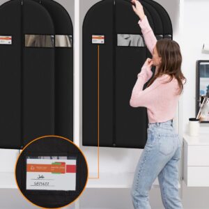 Garment Bags for Hanging Clothes (8 packs,43 inches) Black Suit Bags for Closet Storage and Travel with Clear Window for Sweater Coat Suits Shirt