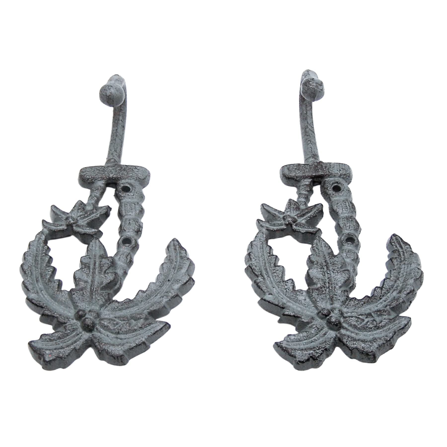 Wowser Palm Tree Cast Iron Wall Hooks, Nautically Themed Wall Décor, Set of 2, 8.25 Inches