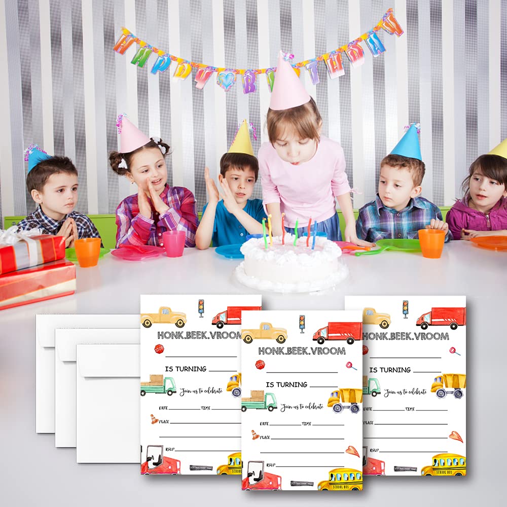 LoaHak Transportation Birthday Invitations, Transportation Birthday Invitation, Transportation Theme Birthday Party Invitation Cards. (047)