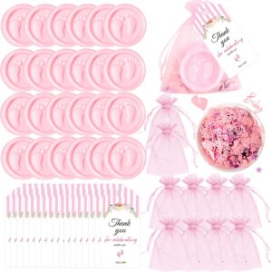 aixiang 24 set baby shower favors soaps handmade pink little baby-feet scented soap favors with gift bags and thanks tags for baby shower favors and decorations