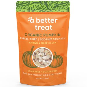 a better treat – freeze dried organic pumpkin dog and cat treats, organic, single ingredient | natural, healthy, diabetic friendly | made in the usa