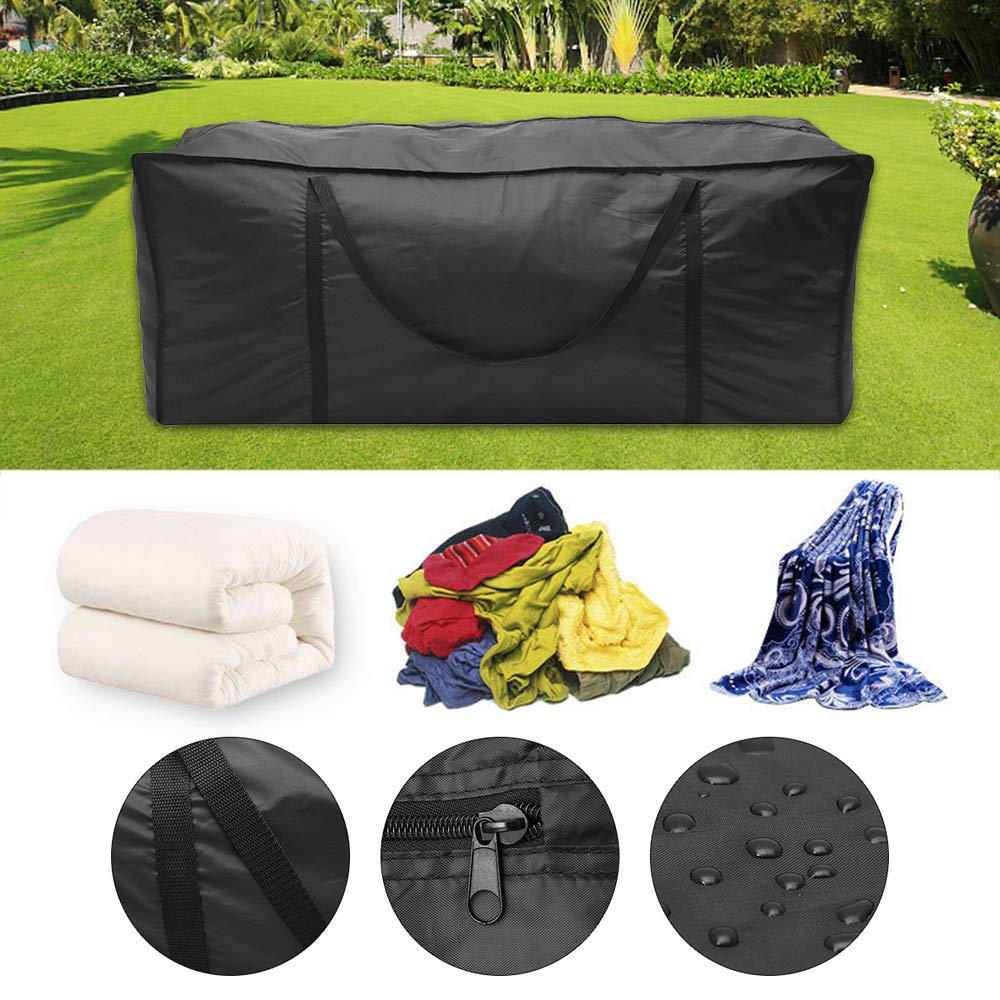 Txkrhwa Patio Cushion Storage Bag Outdoor Cushion Cover Patio Protective Bags Zippered with Handles Furniture Cover Waterproof Cover Storage Bag Black