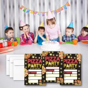 LoaHak Pizza Birthday Invitation, Glow Birthday Invitations, Pizza Birthday Party Invitations, Glow Neon Party Favors Neon Party Invites Cards. (075)