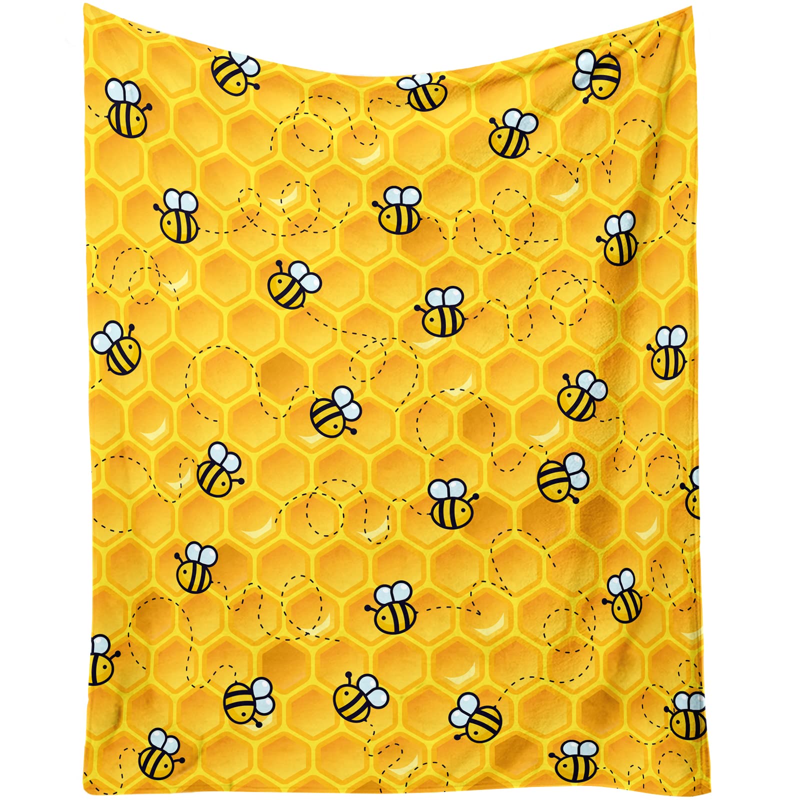 Bee Blanket Gifts - 40x50 Inches Cute Throw Blanket for Women & Girls - Yellow Soft Fuzzy Plush Blankets for Couch, Sofa