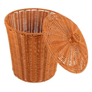 toyvian rattan round waste basket, woven basket with lid wicker basket wastebasket storage basket for bathroom kitchen