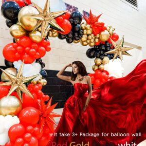 Kozee Black Red Gold White Balloon Garland kit 146Pcs and Mylar starburst balloons for Birthday Party 2024 New Year eve movie night graduation prom casino Decorations