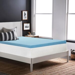 greaton, 1-inch gel memory foam mattress topper, certipur-us certified for superior comfort and support, full, blue