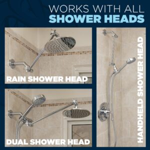 HammerHead Showers® ALL METAL 12 Inch Shower Head Extension Arm - Adjustable Shower Arm Extension Raises Showerhead Height - Shower Extender Arm Supports up to 10lbs — Chrome