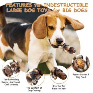 Sasadog Dogs Chew Toys for Aggressive Chewers, Tough Dog Toys, Indestructible Dog Toys, Tough Dog Toys, for Large/Medium Dogs Chew, Caterpillar, Brown