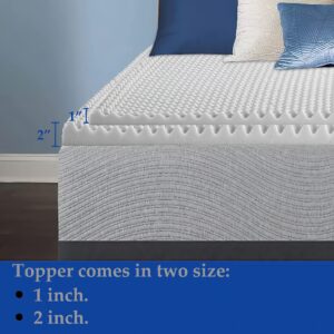 Spring Coil, 1-Inch Convoluted High Density Foam Mattress Topper, CertiPUR-US Certified for Superior Comfort and Support, Twin, White