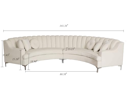 Legend Vansen Curved Sectional for Living Room Velvet Symmetrical Modular Sectional Sofa Couch