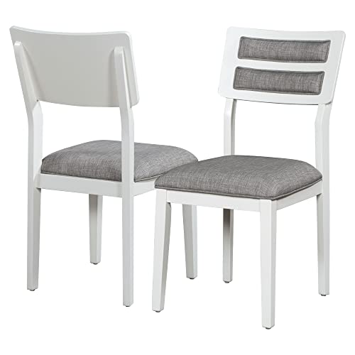 ERYE FANYE Classic Wooden 6-Piece Upholstered Dining Furniture Sets Include 1 Table, 4 Chairs with Soft Cushions and Padded Bench for Home Apartment Kitchen & Dining Room,White+Gray