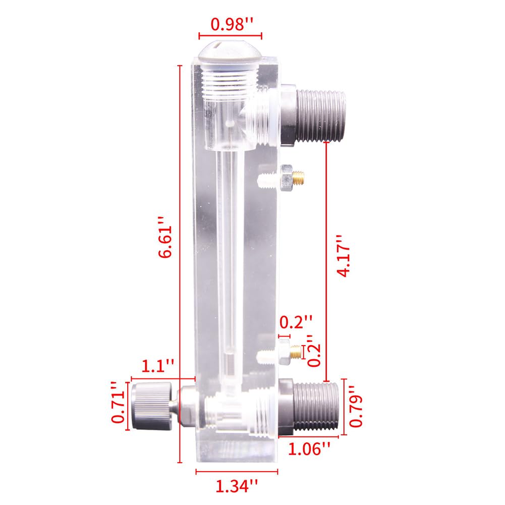 YXQ Water Liquid Flow Meter 0.05-0.5GPM 0.2-2LMP 1/2 Inch PT Thread Knob Panel Type Flowmeter