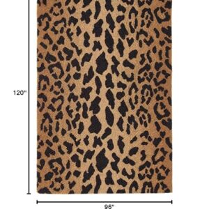 Dash and Albert Leopard Wool Area Rug - 8' x 10' Brown Animal Print Hand Micro Hooked Accent Rug - Durable, High Traffic Areas Living Room, Hallway, Stairs