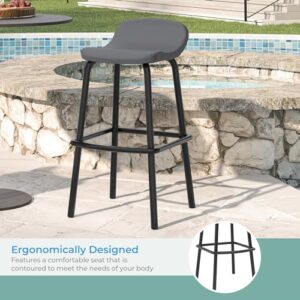 Suncast Outdoor Modern Resin Patio Bar Stools with Footrest, Set of 2 Weather-Resistant Bar-Height Chairs for Patio Bar, Cool Gray