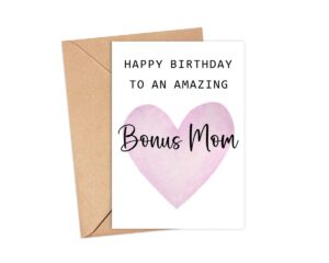 happy birthday to an amazing bonus mom card - cute birthday card for bonus mom - greeting card - amazing bonus mom - bonus mom birthday gift - best bonus mom birthday card - gift idea happy birthday