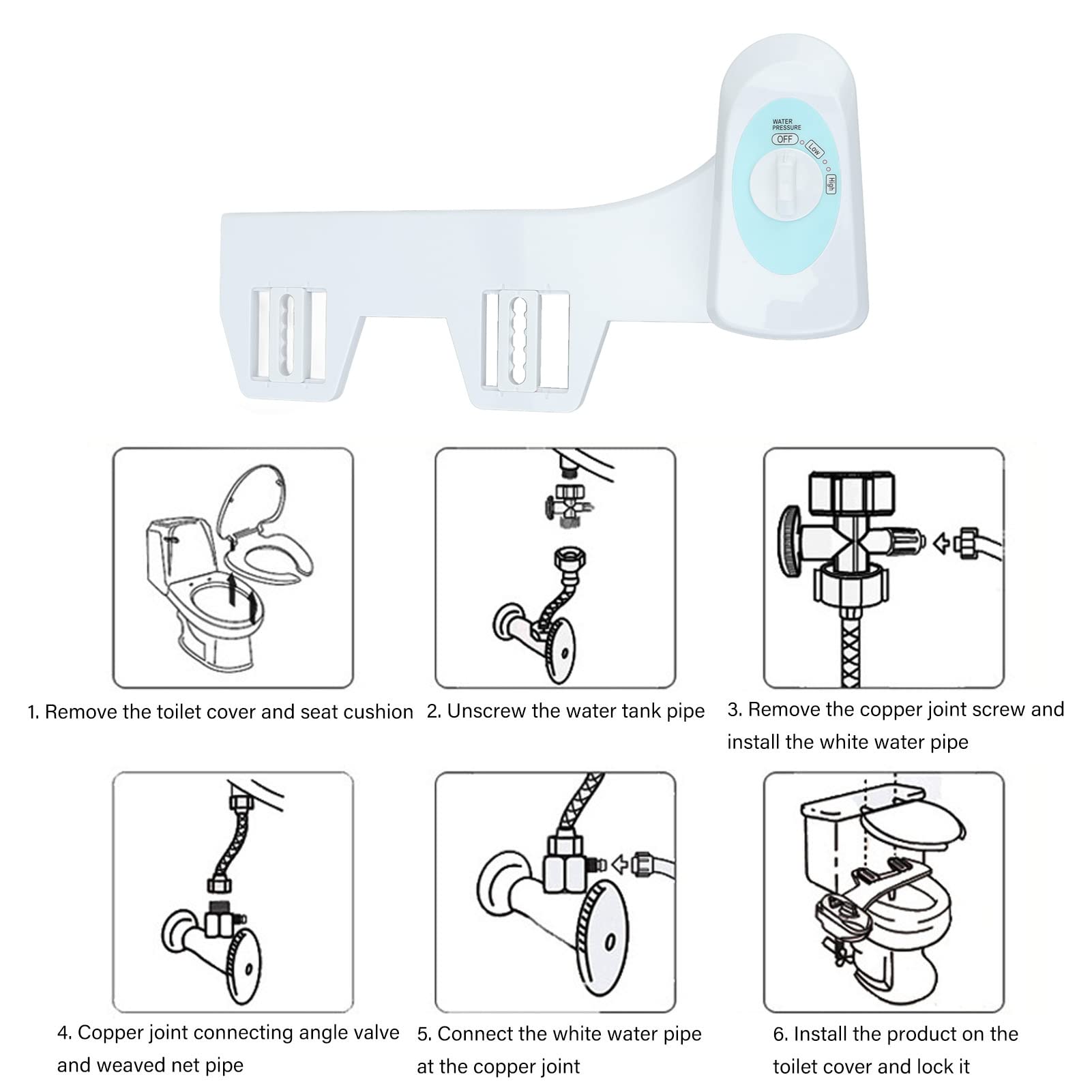 Fafeicy Bidet Toilet Attachment, Toilet Self Sprayer Toilet Bidet Smart Gentle Toilet Self Sprayer for Men Women Children Elderly (1/2)