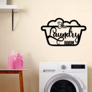 biagift metal laundry room decor, black, 15.8 x 9.7 inch, vintage style wall art sign