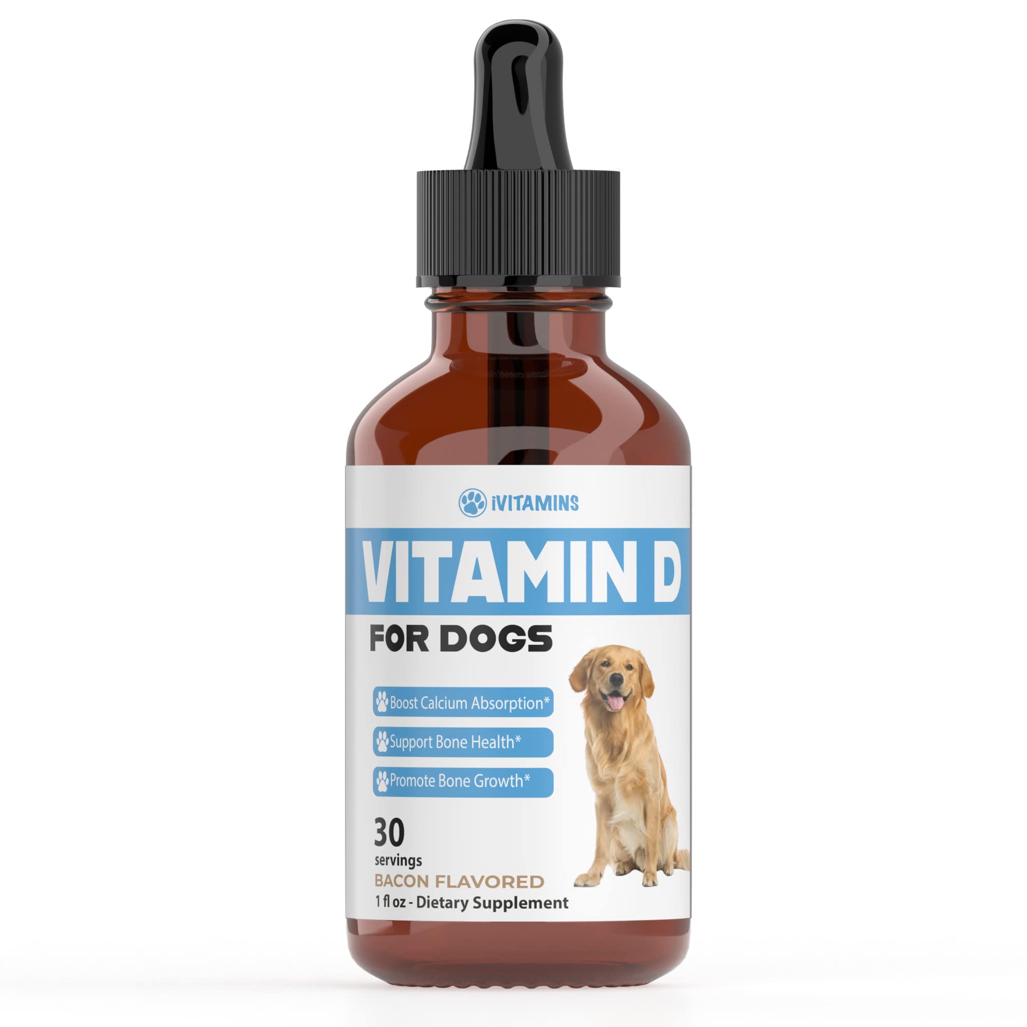 Vitamin D for Dogs | Supports Strong & Health Bones | Vitamin D Supplements for Dogs | Vitamin D Dog | Dog Vitamins and Supplements | Dog Vitamins Multivitamin | Vitamins for Dogs | 1 fl oz