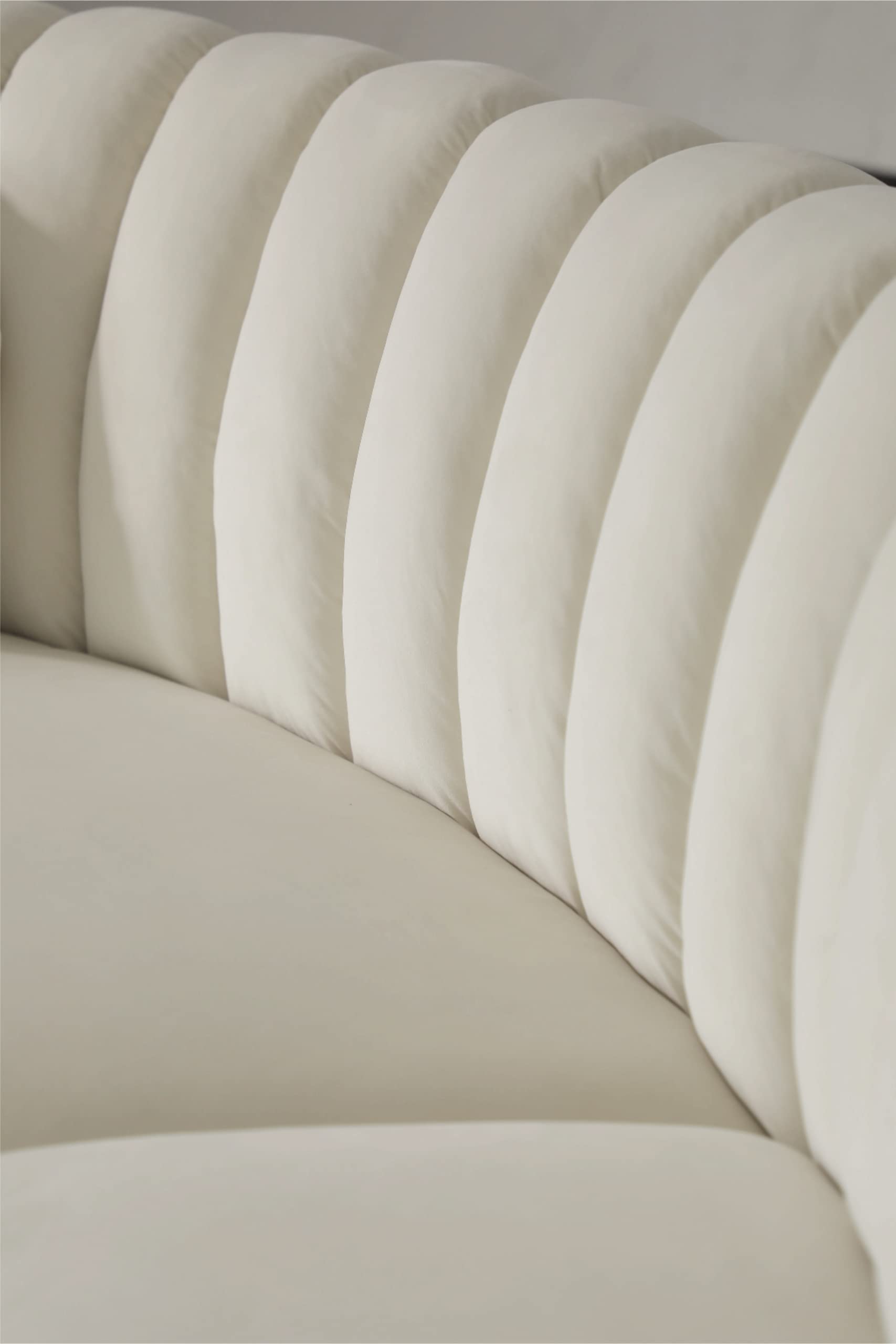 Legend Vansen Velvet Curved Sofa Sectional, Cream