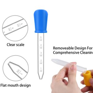 20 PCS Liquid Droppers with 2 Clean Brushes - 5ml Clear Silicone Eye Pipettes Dropper with Bulb Tip for Kids Candy Molds, Gummy Bear, Oil Science, Crafts Projects