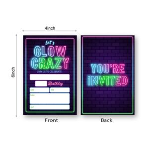 LoaHak Glow Birthday Invitation, Neon Glow Crazy Birthday Invitations, Glow Birthday Party Invitations, Glow Neon Party Favors Neon Party Invites Cards. (040)