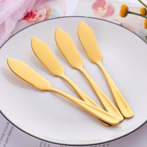 Buyer Star Stainless Steel Butter Cheese Spreader Knife, Gold Breakfast Butter Dessert Knives Set of 12, Kitchen Slicer Sandwich Spreader for butter dish