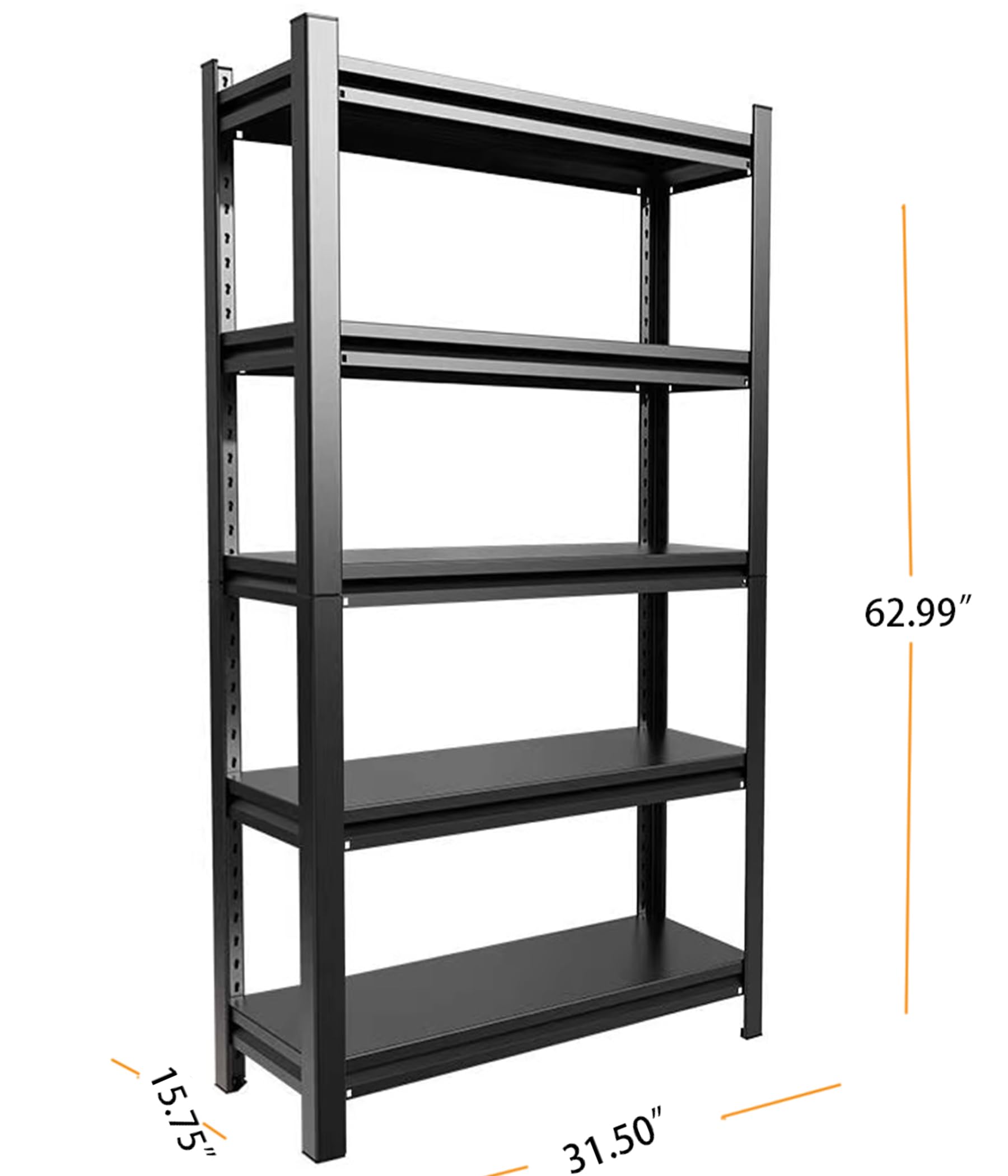 Boncun 5 Tier Utility Shelves Metal Storage Shelves Garage Shelving Unit Adjustable Garage Storage Shelves Storage Racks Heavy Duty Shed Shelving (Black, 5 Tier)