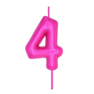 derventa number candle pink 2.36 inch party celebration anniversary decoration perfect birthday brunch dessert cake topper 1 piece (number 4 pink)