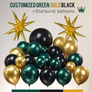 Green and black Gold balloons Garland arch kit 137pcs double stuffed Dark emerald green and chome gold balloons for birthday anniversary graduation 2023 prom party Christmas tree christmas decorations