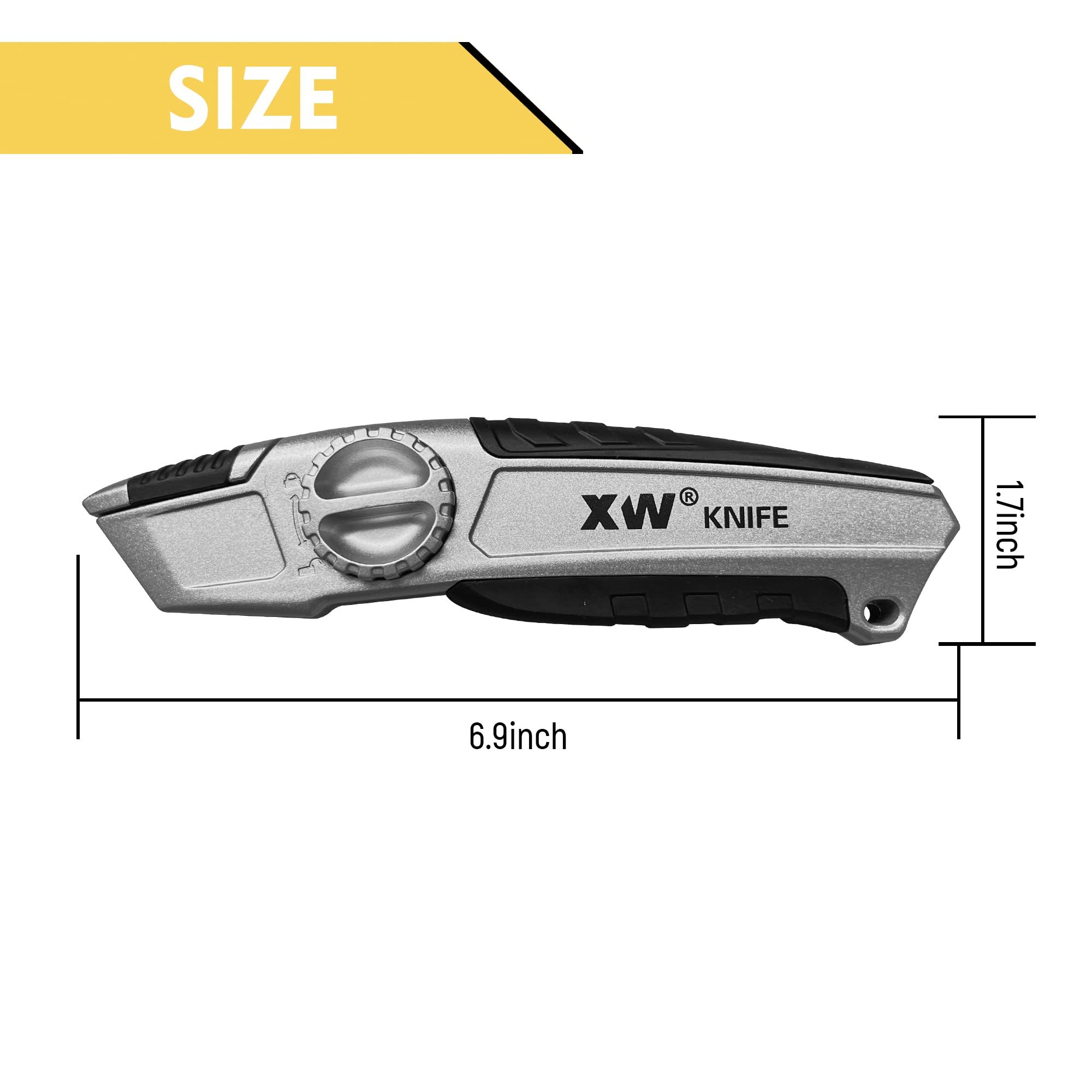 XW Fixed-blade Drywall Utility Knife, Non-retractable Heavy Duty Cutter with Roofing Hook Blade, Extra 10 Blades Included