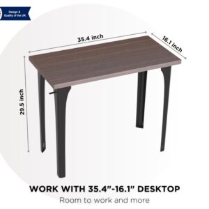 DINIAL Home Office Computer Desk 35.4 inch Gaming Desk, Modern and Minimalist Home Office Desk, Home Office Desks, Study Desk, Craft Table Black Metal Designed Frame, Dark Brown Board Color.