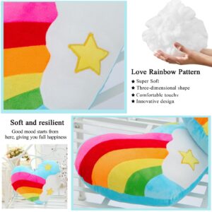 zxmbeddings 17.7"X13.8"Heart Pillow Stuffed Rainbow Heart Shaped Throw Pillow Plush Toy,Star