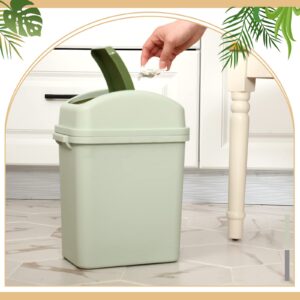 Sumind 2 Pcs Bathroom Trash Can with Swing Lid Small Garbage Can Plastic Bathroom Trashcan Garbage Bin for Kitchen Waste Bedroom Room Outdoor (Green and Pink,1.8 Gallon)