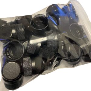 12PK Black Tamper EVIDENT Screw CAPS 28/400 Plastic TE Screw Top Caps for PET Bottles Flasks Boston Round and Wine Bottles to fit Most 28mm CT (Continuous Thread)