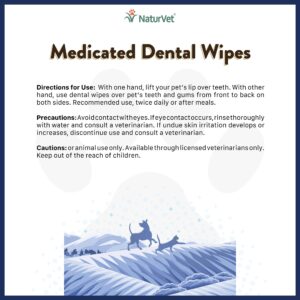 NaturVet Medicated Dental Wipes for Dogs & Cats 50 Count