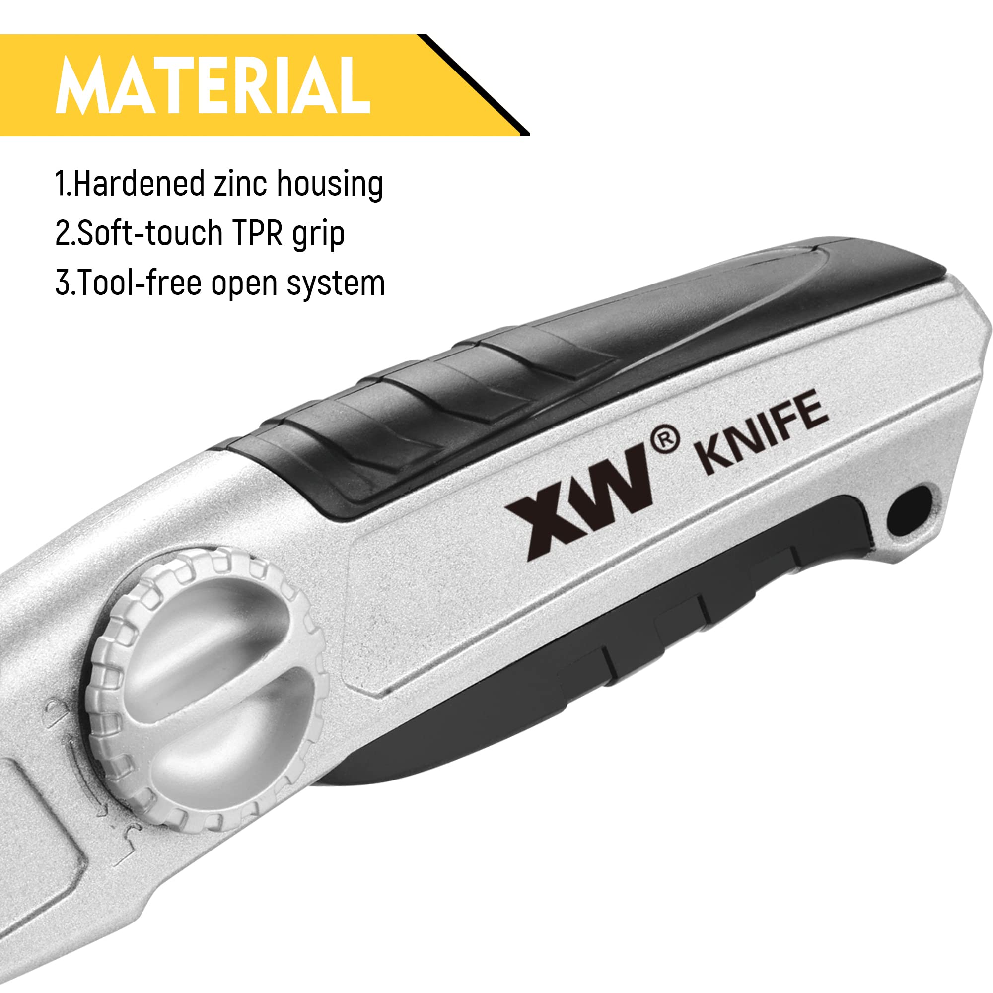 XW Fixed-blade Drywall Utility Knife, Non-retractable Heavy Duty Cutter with Roofing Hook Blade, Extra 10 Blades Included