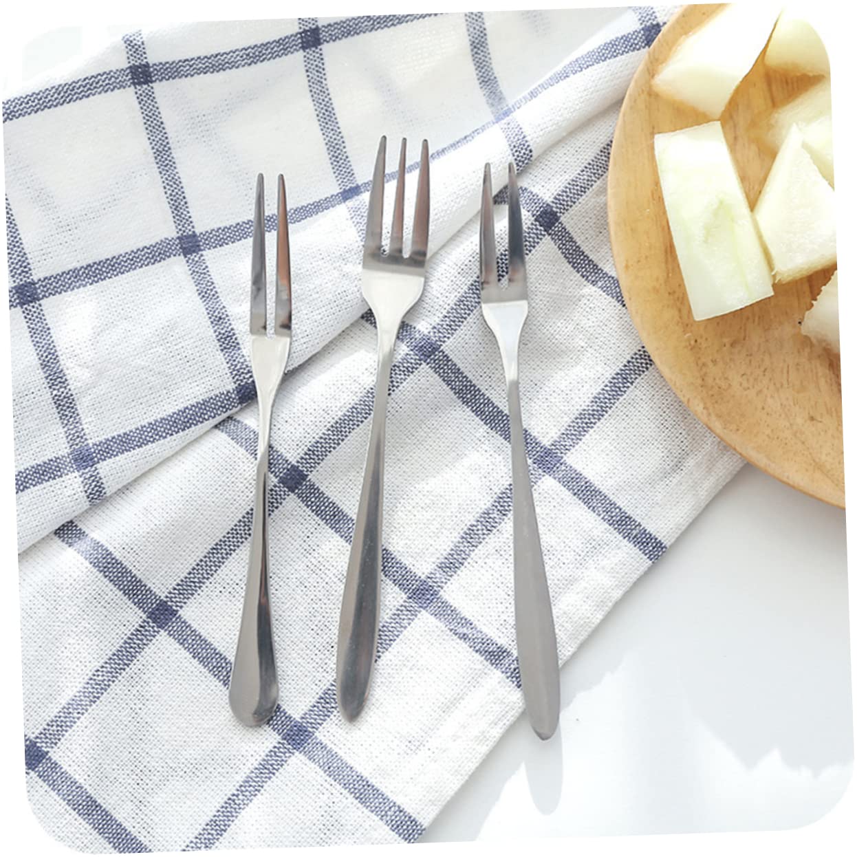 OKUMEYR Mini Forks Stainless Steel Forks Sandwich Picks 3-tine Fork Afternoon Tea Forks Salad Fork Fruit Fork Three-tine Fork Cocktail Tableware Silver Stainless Steel Fork