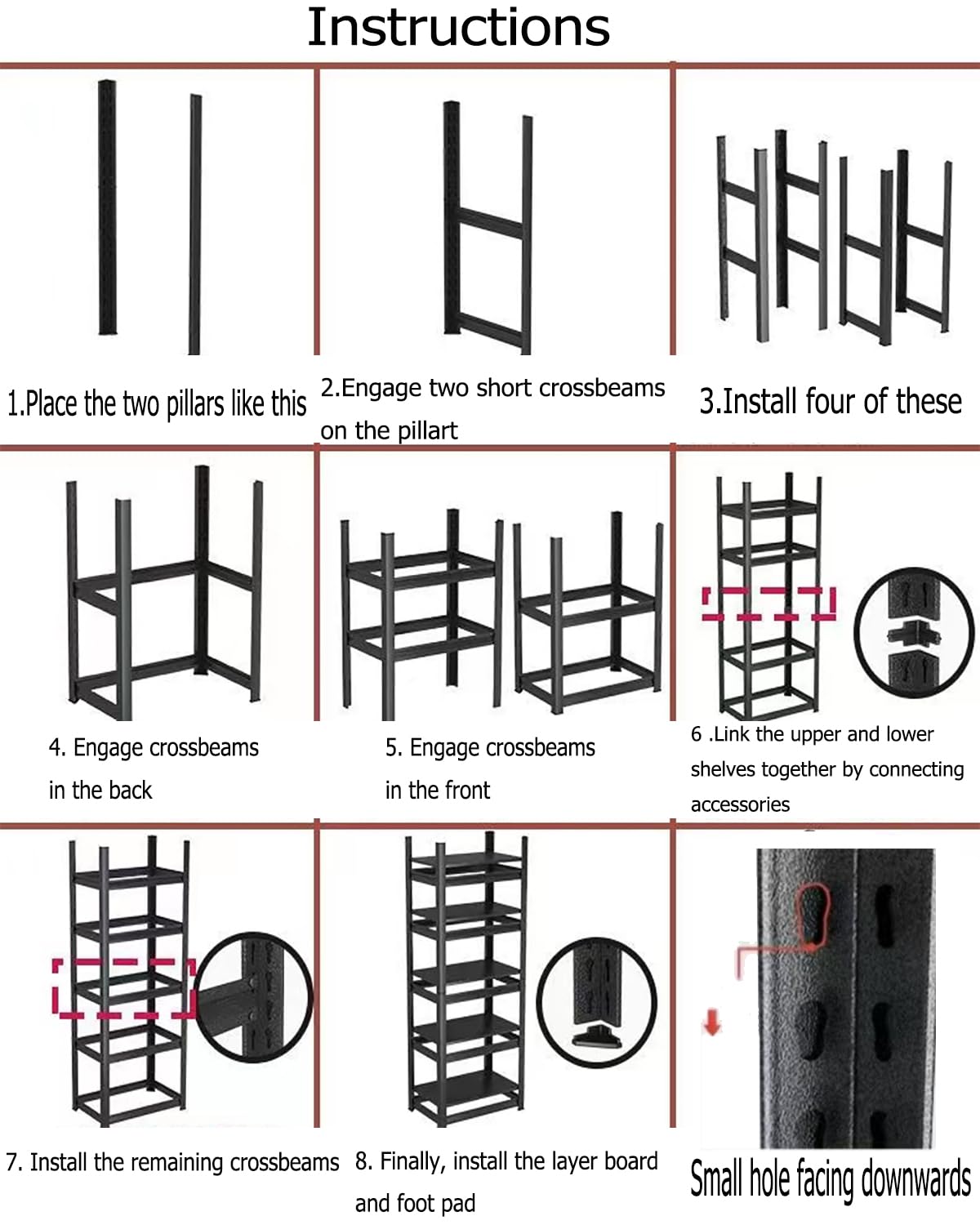 Boncun 5 Tier Utility Shelves Metal Storage Shelves Garage Shelving Unit Adjustable Garage Storage Shelves Storage Racks Heavy Duty Shed Shelving (Black, 5 Tier)