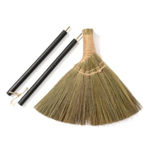 TTS For Home Vietnamese Broom 46inch Length - Broom for Sweeping Indoor Outdoor - Long Wooden Handle Natural Soft Broom for Jumping, Weeding, Decoration