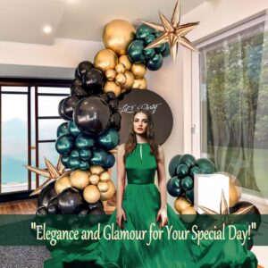 Green and black Gold balloons Garland arch kit 137pcs double stuffed Dark emerald green and chome gold balloons for birthday anniversary graduation 2023 prom party Christmas tree christmas decorations