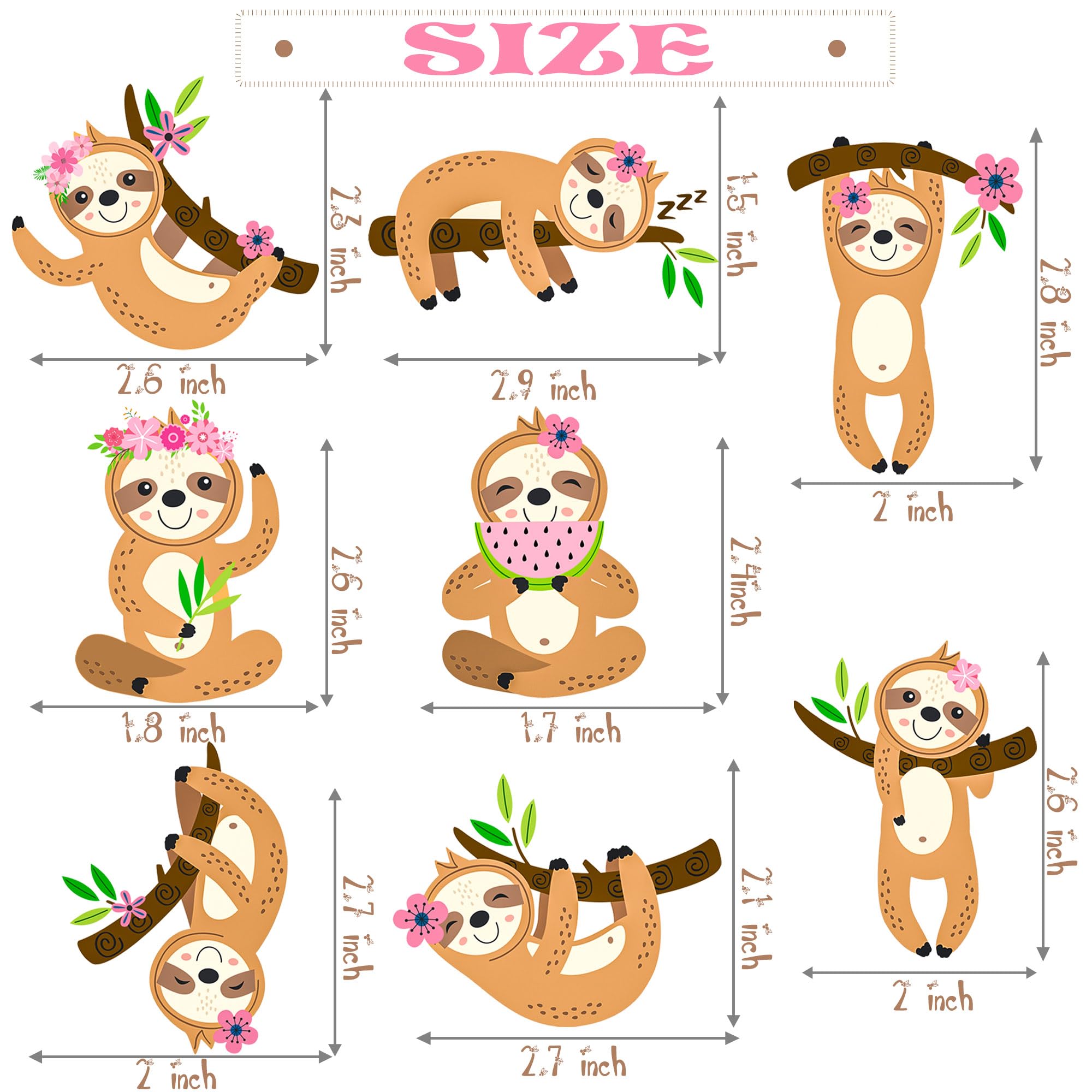 24pcs Sloth Cupcake Toppers Decorations Sloth Birthday Party Supplies Sloth Party Decorations for Kids Girls Sloth Theme Cute Animal Theme Birthday Party Wedding Baby Shower Supplies