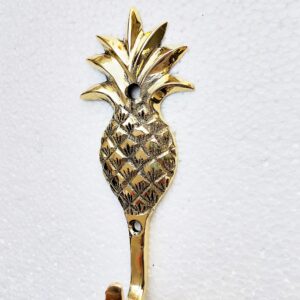 Brass Pineapple Decorative Wall Mount Hooks Set of 2 Pieces Sculpture Unique A Excellent Item for Home | Office | Restaurant Decorative Item Statue Coat Hook by INDIAART12, Height - 12 cm