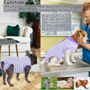 Wabdhaly Dog Surgery Recovery Suit,Surgical Recovery Suit for Large Female Dgos Spay,Zipper Closure,Combed Cotton Breathable Onesie,Purple Striped XX-Large