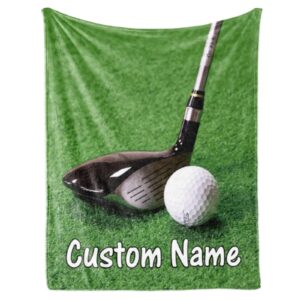 personalized golf blanket number and name: custom golf throw blankets super soft flannel customized name softball gifts for kids boys girls women men golf lover(50" x 60" for teen)