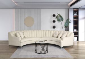 legend vansen velvet curved sofa sectional, cream