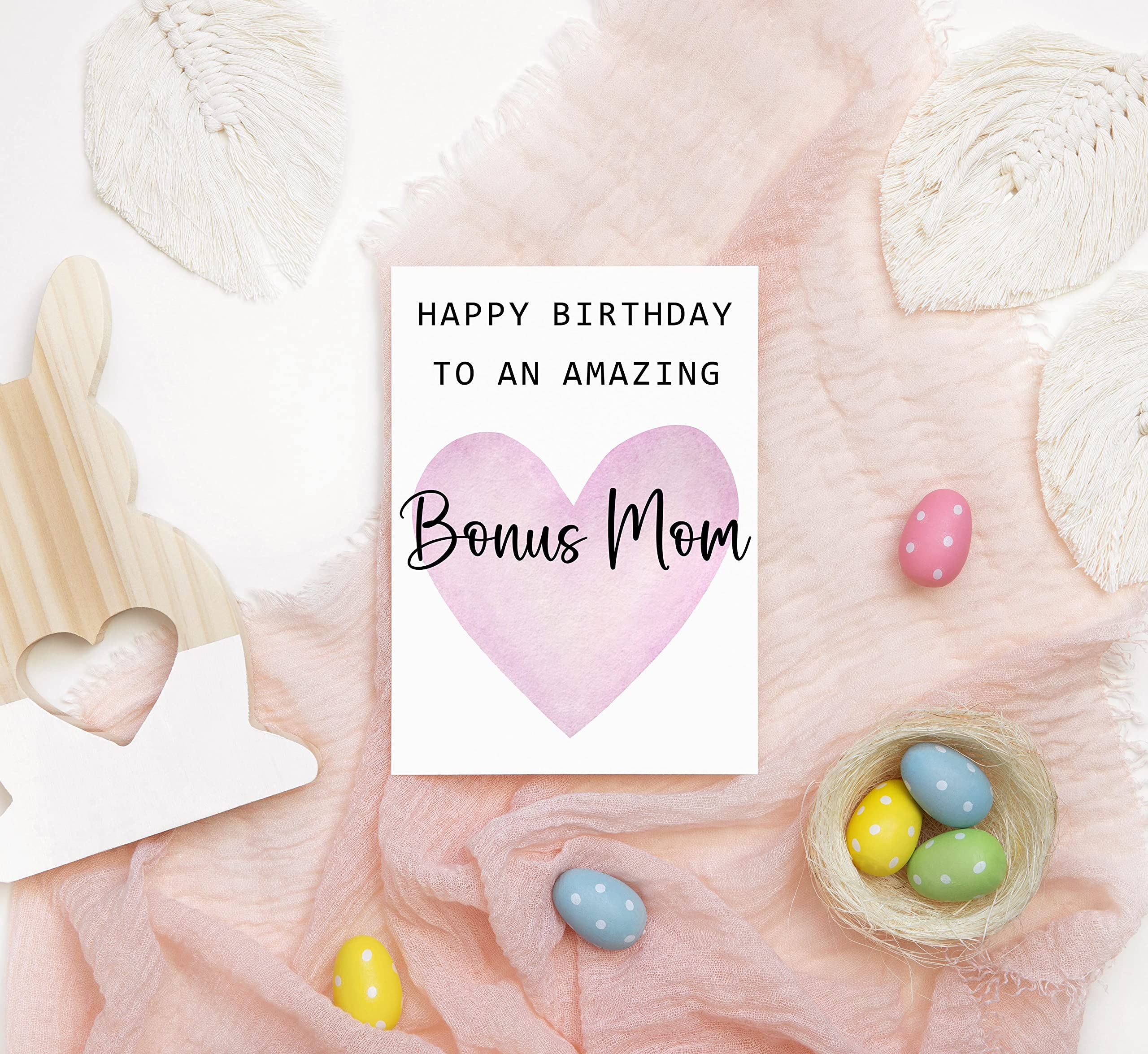 Happy Birthday To An Amazing Bonus Mom Card - Cute Birthday Card For Bonus Mom - Greeting Card - Amazing Bonus Mom - Bonus Mom Birthday Gift - Best Bonus Mom Birthday Card - Gift Idea Happy Birthday