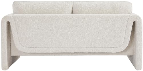 Meridian Furniture 198Cream-L Stylus Collection Modern | Contemporary Boucle Fabric Upholstered Loveseat with Rich Cream Boucle Fabric, Curved Arms, 64" W x 38" D x 31" H, Cream